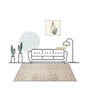 Durrie India Hand Woven Jute Braided Rug 6' x 4' Natural Hexagon Pattern Farmhouse Accent Rugs for Living Room, Kitchen, Bedroom Area Rug Blue and Beige(72x48 Inches)