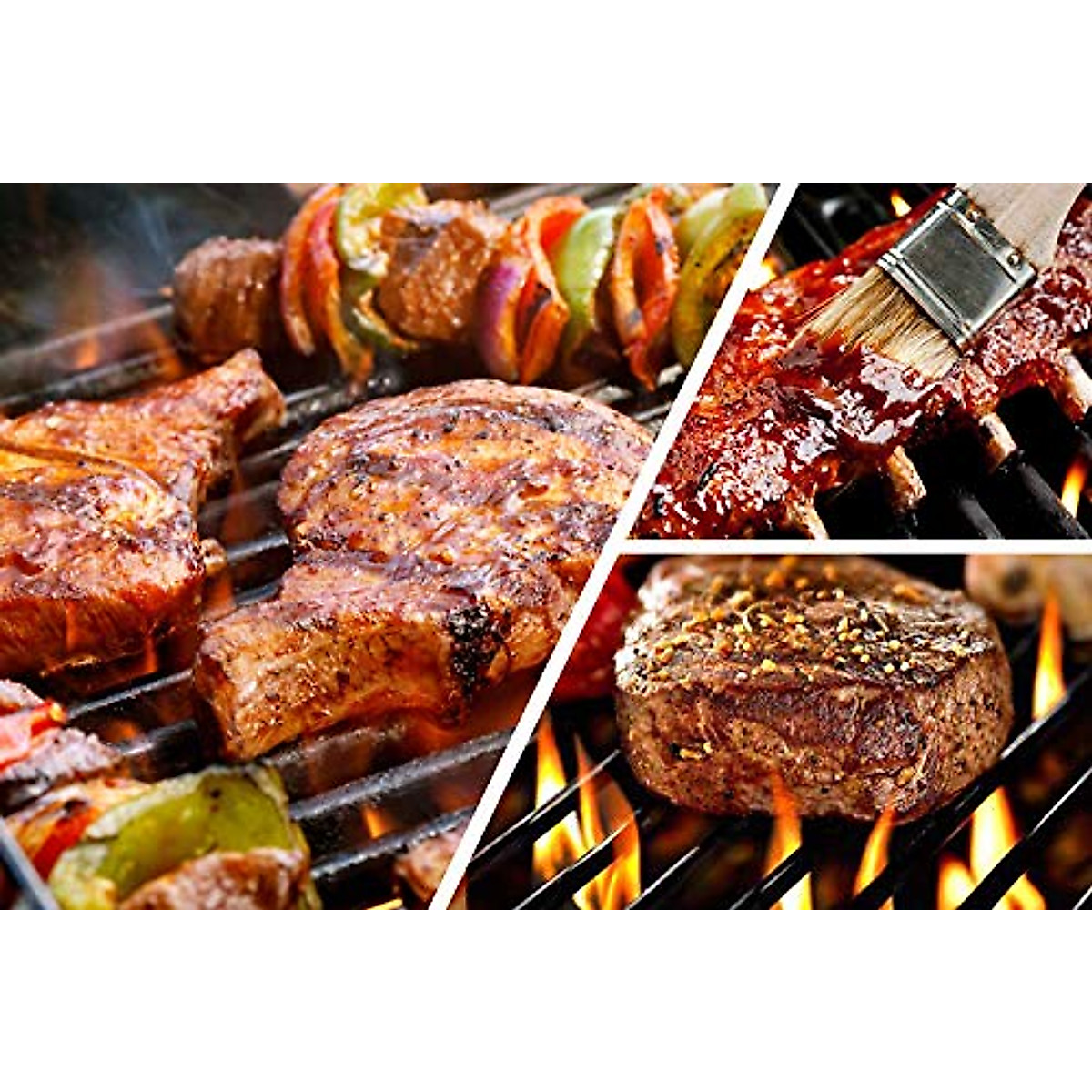 Hongso Porcelain Cast Iron Cooking Grid Grill Grates and Steel Heat Plates Replacement Kit for Charbroil 463268008 463244011 463212511 463224611, Kenmore 415.166579, Uniflame Gas Grill, PCF652-PPC3214