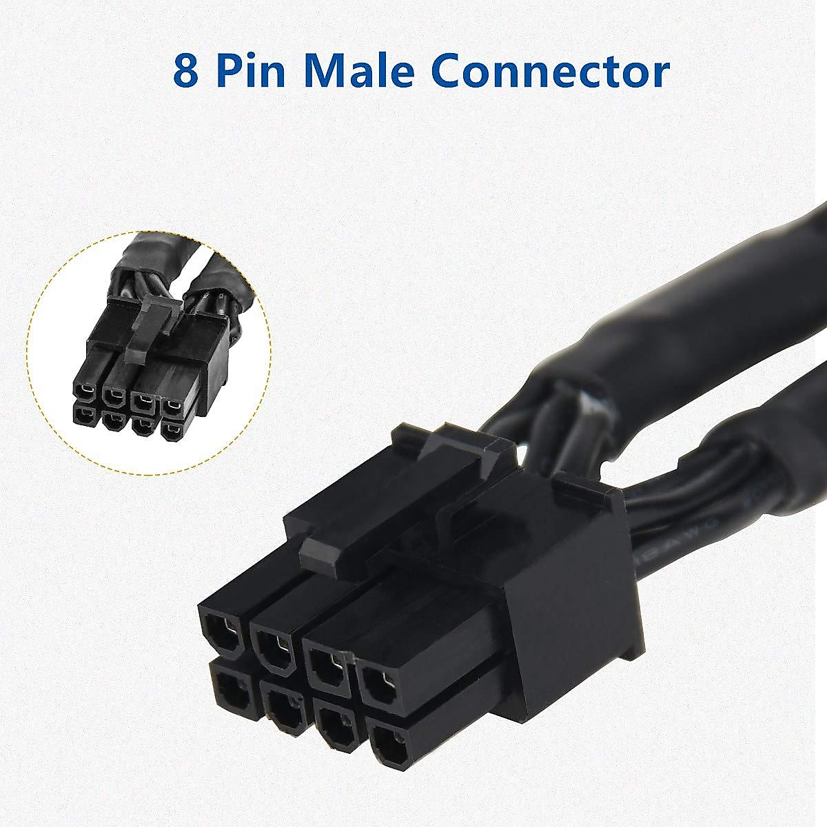 Dual 6 Pin Female to 8 Pin Male, GPU Power Adapter Cable 7.8inch Braided Sleeved, GPU Video Graphics Card Power Cable Connector
