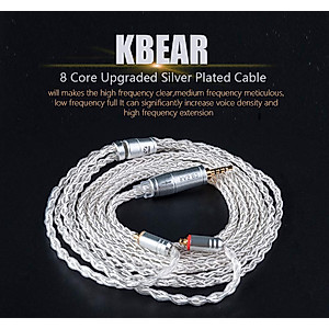 KBEAR 8 Core Silver Plated Upgrade Earphone Cable, Detachable Replacement Cable HiFi in Ear Monitor Cable for TIN T2 T3 P1 for Shure SE215 SE315 SE425 SE535 UE900 (MMCX 3.5mm)……