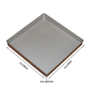 Nonstick Square Baking Pan, 11x11 Inch Carbon Steel Cake Baking Sheet, Cookies Bakeware for Oven Baking Gold