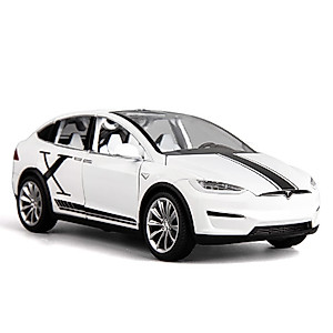 BDTCTK 1/20 Scale Car Model X Toy Zinc Alloy Casting Pull Back Vehicles with Sound and Light Toys for Kids Boys and Girls Gifts (White)