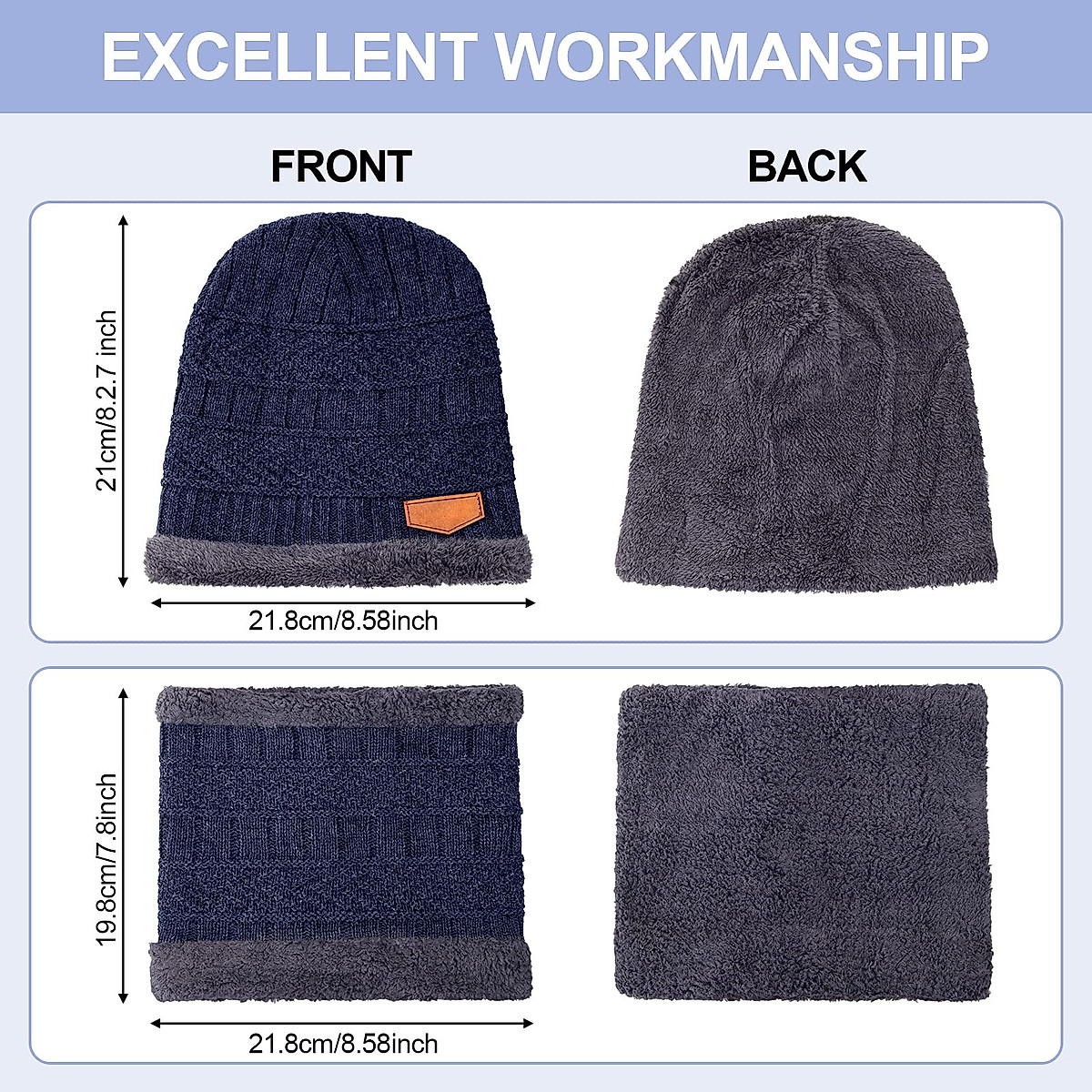 12 Pieces Kids Winter Hat Glove Scarf Sets Thick Fleece Lining Cap Knitted Beanie Warm Touchscreen Mitten Neck Warmer Gaiter for Boys and Girls, Age 5-14