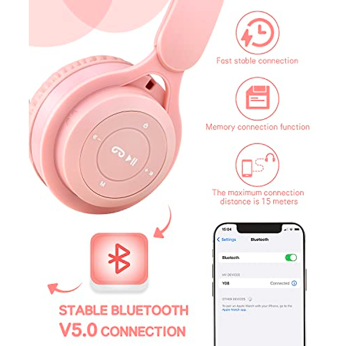 scorking Kids Bluetooth Headphones, Wireless Headphones for Kids with Built-in Microphone, Over Ear Kids Headphones Wireless Foldable Stereo AUX 3.5mm for Boys Girls School Smartphone iPad Tablet