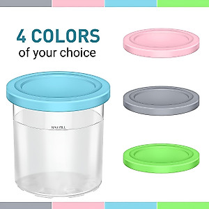 Ninja Creami Pints and Lids - 4 pack, Ninja creami breeze Compatible with NC299AMZ & NC300s Series, ice cream containers for homemade ice cream, Ninja Creami breeze containers ShieldXperts