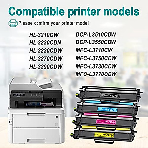 NUCALA Compatible TN-227 Toner Cartridges Replacement for Brother TN-227BK TN-227C TN-227M TN-227Y DCP-L3510CDW L3550CDW MFC-L3710CW MFC-L3750CDW MFC-L3730CDW (Black, Cyan, Magenta, Yellow, 5-Pack)