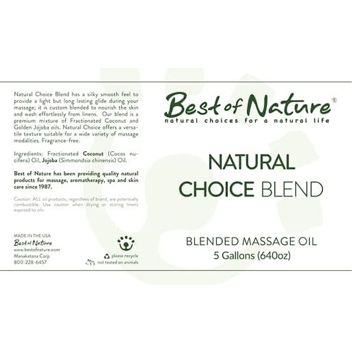 Best of Nature Natural Choice Blend Massage Oil - 5 Gallon Pail