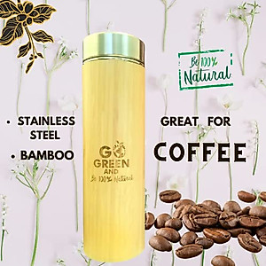 Go Green. Coffee and Tea Thermo Stainless steel double wall with tea infuser. Eco design. Coffee and tea. 18 oz. Leak proof lid. Best gift for coffee lovers. (Large)