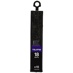 TAJIMA Utility Knives & Blades - 10-Pack (Heavy-Duty) 3/4" Razar Black Box Cutter Snap Blades with Premium Tempered Steel & Safety Blade Dispenser - CB50RBC