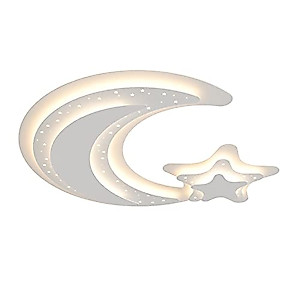 Fang Yan Mei Modern Ceiling Light, Dimmable Creative Cartoon Moon Star LED Ceiling Light,Close to Ceiling Light fixtures for Kids Room,Children's Bedroom 18inch,3000-6000K