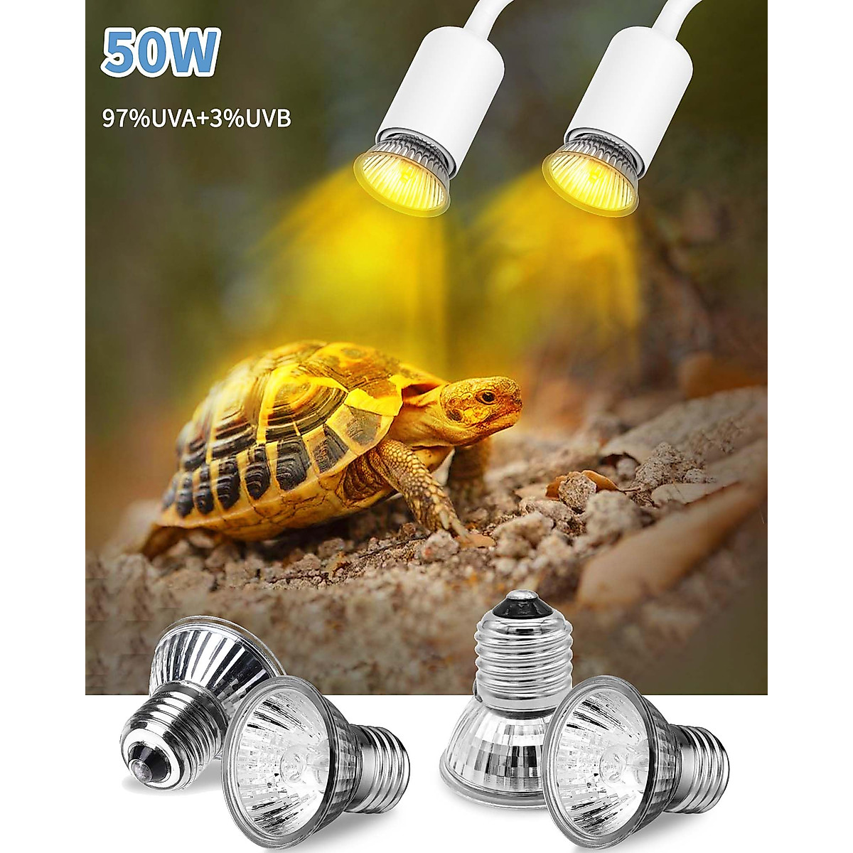 Moonorange 4PCS 50W Heat Lamp Bulb Light, E27 Bulbs for Lizard, Tortoises, Snakes, Spiders, Reptiles Amphibians