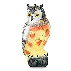 Large Scarecrow Owl Decoy Statue by briteNway – Realistic Fake Owl Outdoor Pest & Bird Deterrent, Hand-Painted Garden Protector, Scares Away Squirrels, Pigeons, Rabbits & More – 16,5” Hollow Design