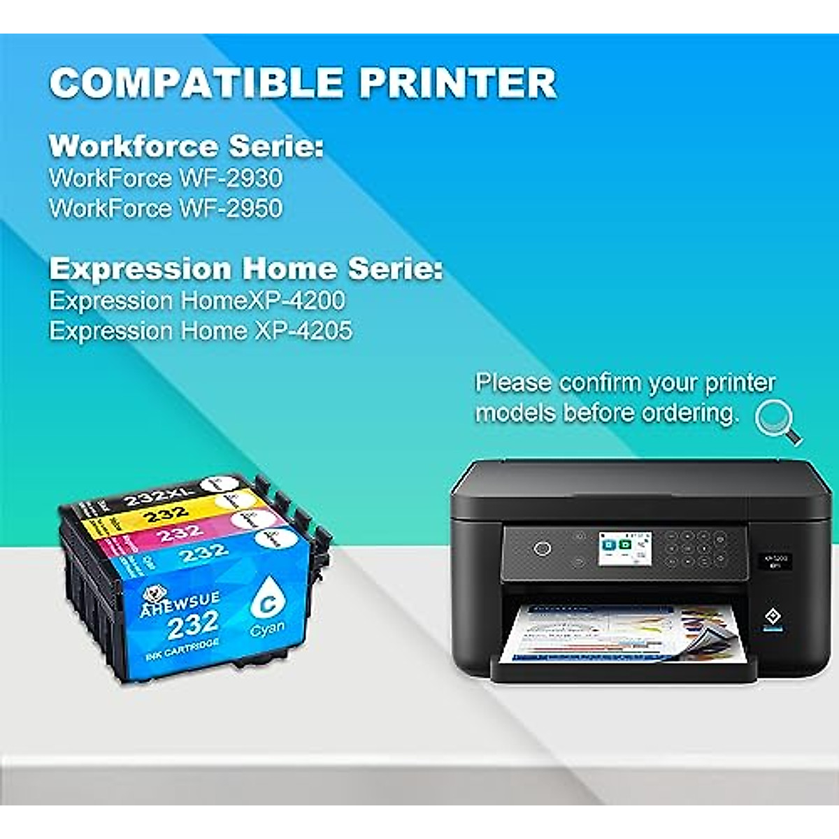 232XL Ink Cartridges Remanufactured Replacement for Epson 232 XL Ink Cartridges Combo Pack for XP-4200 XP-4205 WF-2930 WF-2950 Printer (1 Black, 1 Cyan, 1 Magenta, 1 Yellow, 4 Pack)