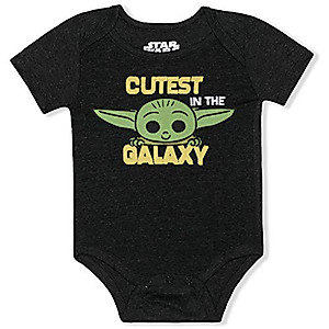 STAR WARS Baby Yoda Boys 3 Pack Bodysuits for Baby and Infant – Grey/Black/Green