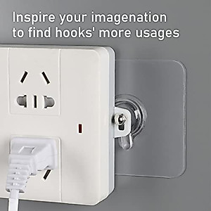 JIQGOZBAN Adhesive Hooks Kitchen Bathroom Wall Hooks, Heavy Duty 13lb(Max) Nail Free Sticky Picture Hangers, Stainless Hooks Reusable Utility Towel Bath Ceiling Hooks 10 Packs