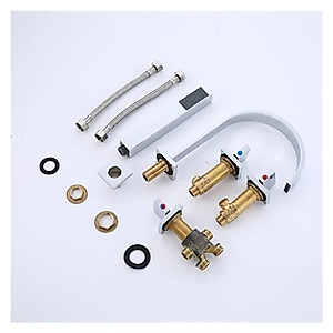ItoNc Brass Five-piece Bathtub Faucet 5 hole Separated Split Bath Tub Hot and Cold Water Mixer Tap with Handheld Shower,Kitchen faucets, zq102612