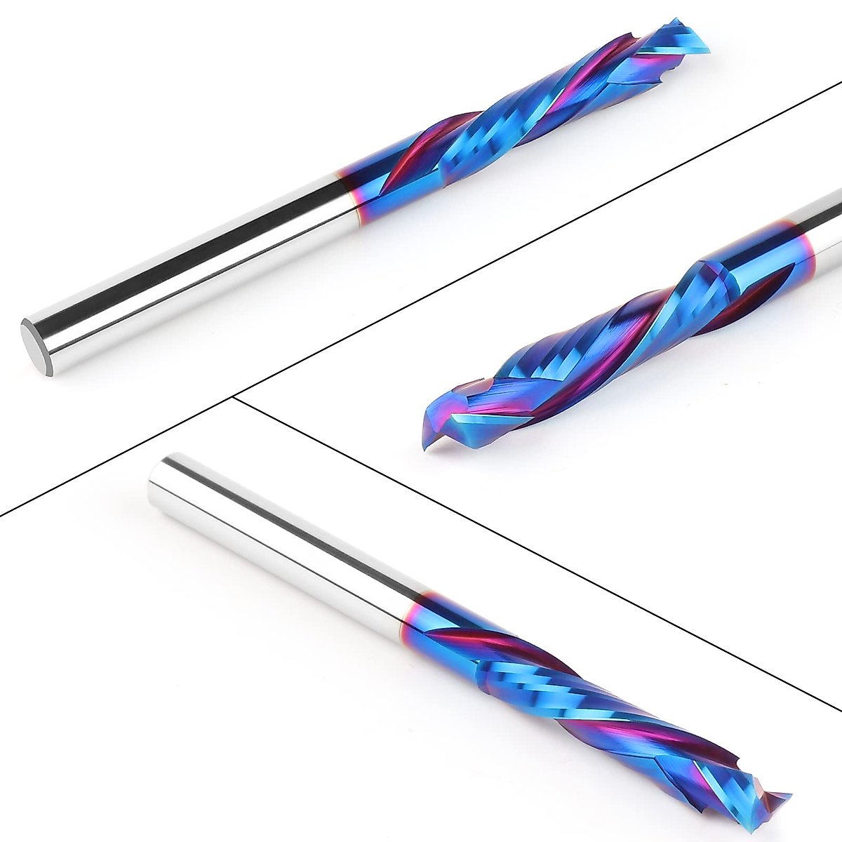 EANOSIC Compression Spiral Router Bits 1/4" Shank,1-1/4" Cutting Length, Extra Long 3 Inch, Carbide UP Down Cut CNC Router Bits End Mill for Wood Mortises Carving Engraving