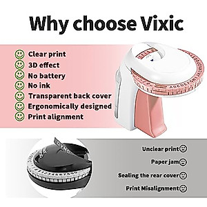 Vixic Embossing Label Maker Machine, Omega S Portable Handheld Embossed Label Maker Writer, Mini Embosser Label Maker with 3 Rolls Embossing Label Tapes for Home Office Organization