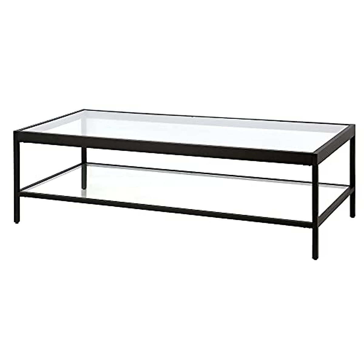 Henn&Hart 54" Wide Rectangular Rectangular Coffee Table in Blackened Bronze, Modern Rectangular Coffee Tables for living room, studio apartment essentials