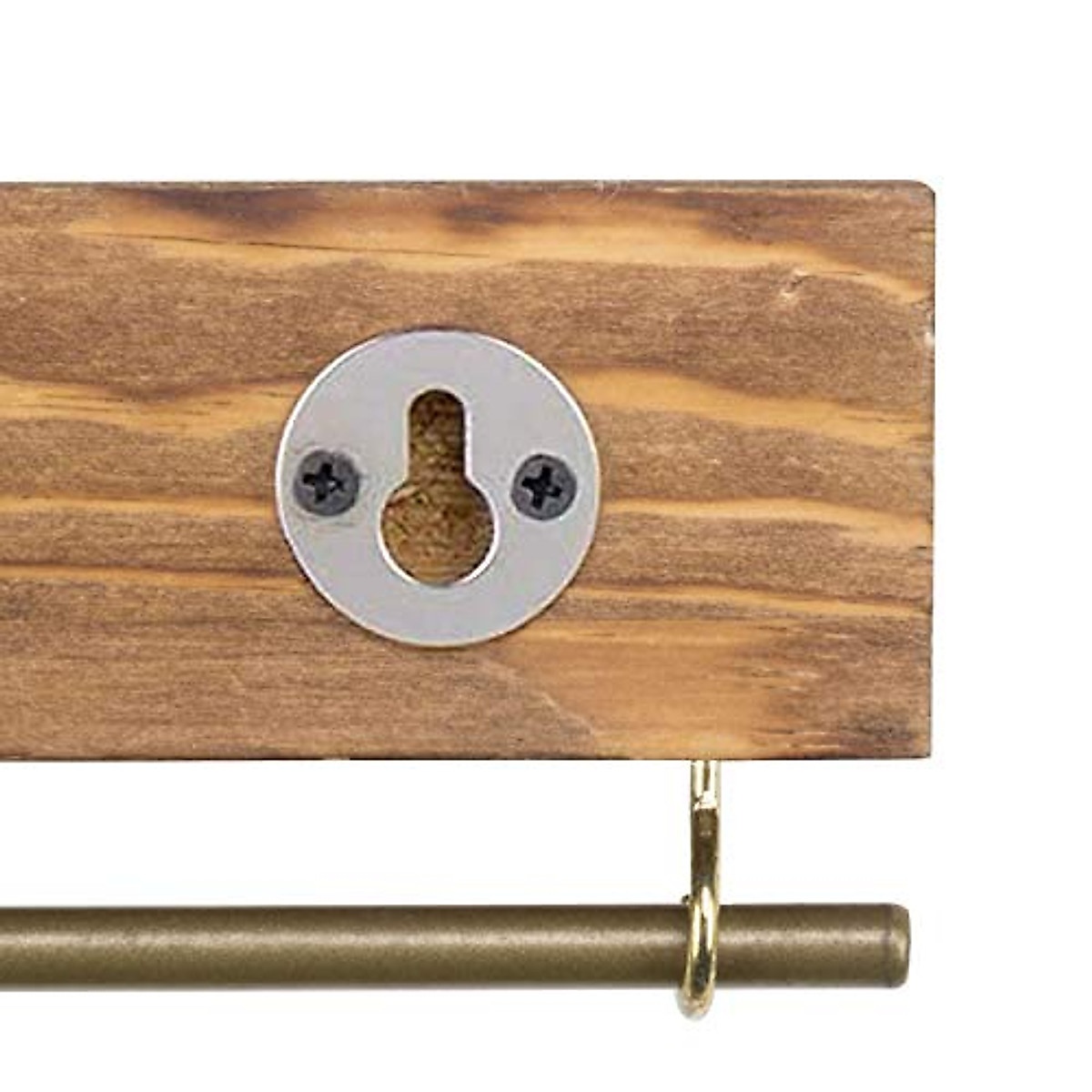 MyGift 6-Piece Burnt Wood Hanging Jewelry Organizer - Wall Mounted Bracelet and Necklace Holder Rack Set with Hooks and Hanger Bar