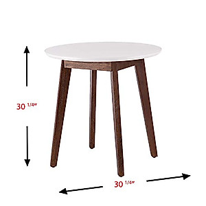 SEI Furniture Oden Two-Tone Small Space Round Dining Table, White, Burnt Oak