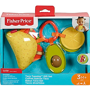 Fisher-Price Baby Toys Taco Tuesday Set, 3 Pretend Food Rattle & Sensory Activities for Newborns​ Ages 3+ Months