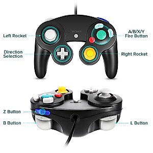 VOYEE PC Controller, Replacement for Gamecube Controller, Compatible with Wired USB Gamecube Controller/PC Windows 7 8 10 (Black)