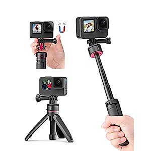 Mini Tripod Mounting Accessories for Gopro - ULANZI Go Quick II Small Tripod Quick Release Compact Vlog Handle Selfie Grip Compatible with Gopro Hero 5/6/7/8/9/10/11 Black/DJI Action/Insta 360/Askaso