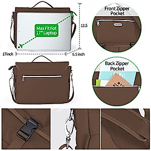 HXLGMD Messenger Bag for Men Women 15.6-17 Inch Laptop Briefcase Water-resistant Computer Shoulder Bag with Water Bottle Pocket, Large Crossbody Satchel Bag Work School Travel, Brown…