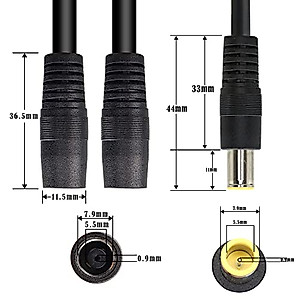 GINTOOYUN DC7909 Y Splitter Adapter Cable 14AWG DC 8mm 1 Male to 2 Female Power Cord for Portable Power Station, Solar Panel, Solar Power Bank,etc(60CM 2FT) Black