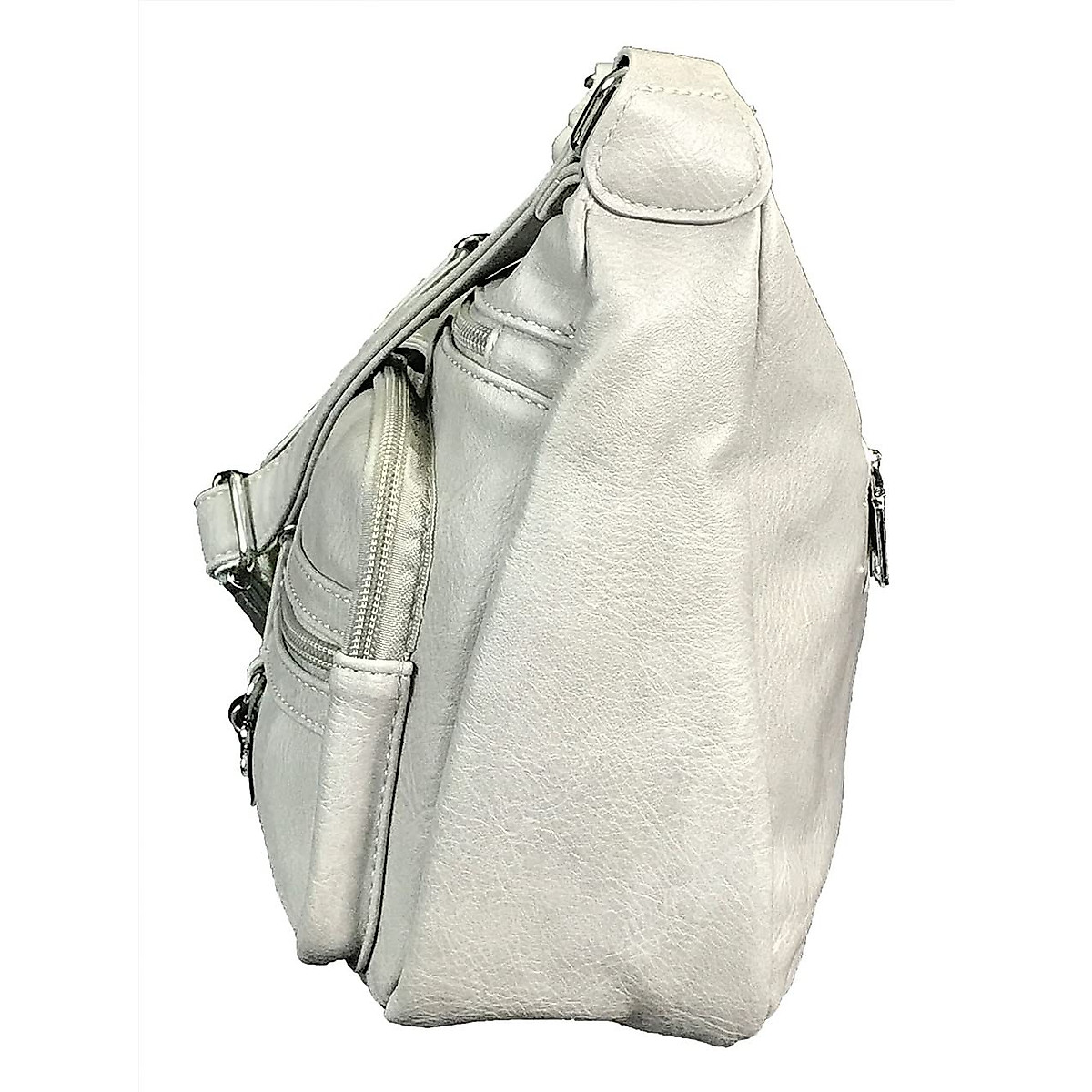 Zzfab Front Pockets side Locking Small Concealed Carry Purse CCW Crossbody Bag Grey