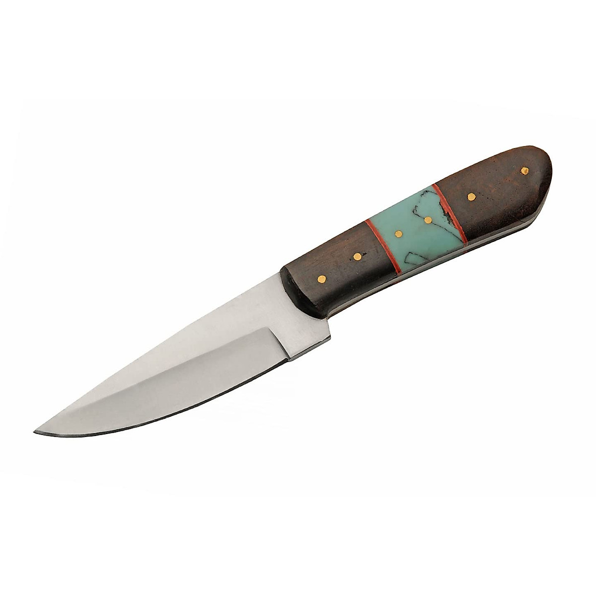 SZCO Supplies 8" Turquoise Resin/Wood Handled Outdoor Hunting Knife With Leather Sheath