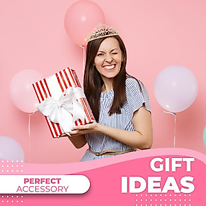 Papoopy Birthday Tiara and Crown with Sash for Women, Hair Accessories for Wedding Party Costume (A1 - Gold)