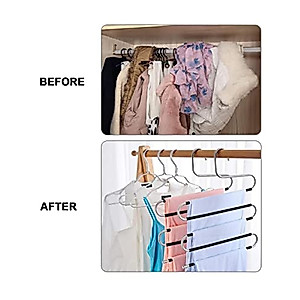 5 Packs Pants Hangers S-Shaped S-Type Space Saving Pants Non-Slip Hangers Trouser Hangers Stainless Steel Multi Layer Multifunctional Pant Hanger Closet Storage for Jeans Shirts for Scarfs Ties