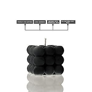 LAWA Bubble Candle - Cube Soy Wax Geometric Candle Elegant Aesthetic Candle Housewarming Gift Home Decor Idea Black | White