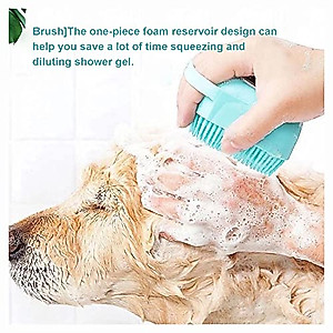 Dog Scrubber for Bath Pet Bathing Brush Silicone Shampoo Massage Dispenser Brush for Short Long Haired Dogs and Cats Washing(Blue)