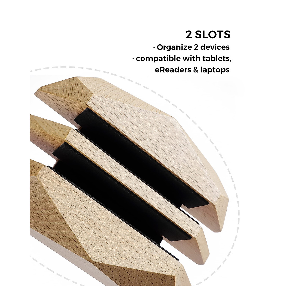 MOYUART Vertical Laptop Stand, MacBook Stand Wood, Vertical Laptop Holder for Desk, Widen Dock Fits All MacBook/Surface pro/Samsung/HP/Dell/Chrome Book(Black Walnut)