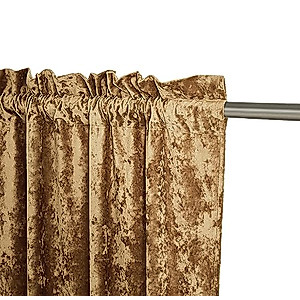 Chezmoi Collection Lux Caramel Gold Crushed Velvet Curtains 2 Panel Set - 96 inches Long Room Darkening Luxury Distressed Velvet Rod Pocket Window Drapes for Living Room Bedroom 50" W x 96" L