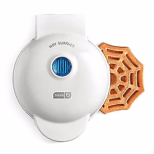 Dash Spiderweb Mini Waffle Maker Halloween Produces Waffles! Easy to Clean & Non-Stick Surfaces! Make Your Own Tasty Homemade Halloween Treats! white, 6.4inches L x 5inches W x 2.8inches H