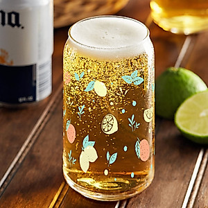 Cold Temperature Change Glass Cup - 4 Pack, 16 oz Can Shaped Glass Cups, Drinking Glasses, Beer Mug, Iced Coffee Mug, Cola Mug, Water Mug, Soda Mug, with Glass Straw and Two Cleaning Brushes