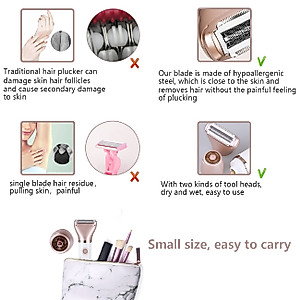 Electric Razors for Women, Painless 2-in-1 Shaver for Women Hair Remover for Face,Bikini Trimmer,Easy to Carry Cordless, Rechargeable Wet and Dry Women Razor，Head Can be Replaced(Rose Gold)