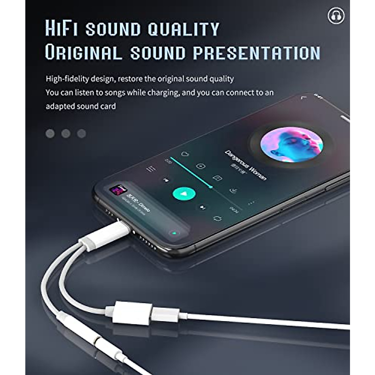 Iphone AUX Adapter for Headphone Jack Cable Dongle 2in1 Lightning to 3.5mm Splitter Charge Cord MFI Certified Audio Charging Adaptador Para for Apple 13 12 11 Pro Max Mini X 8 7 Plus Ipad Music Earbud