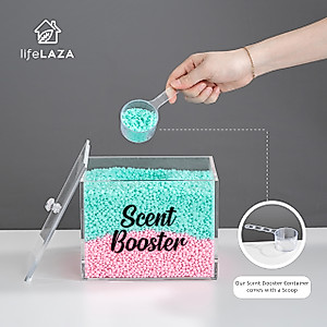 LifeLAZA Acrylic Scent Booster Container with Lid, Scent Beads Container For Laundry Beads, Laundry Dispenser Storage, Jar Box Organization Holder for Laundry Room Decor