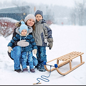 Vispronet Decorative Wood Sled – 39in Snow Sled – Outdoor Decorative Sled with Solid Wood Seat and Pulley Rope – Laminated Beach Wooden Frame – Holds Up to 200lbs