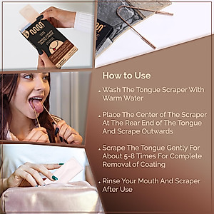 MasterMedi Tongue Scraper with Case Easy to Use Tongue Scraper for Adults, Tongue Cleaner for Oral Care & Hygiene (Copper Set of 2 (with Travel Case))