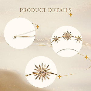 puwuto Halo Crown - Stars Crystal Goddess HeadBand with Earrings Mary Metal Halo Headpiece Celestial Crowns Tiaras for Women Bridal Wedding Costume Cosplay Party Goddess Accessories - Gold, Metal,