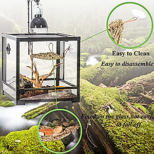 Mechpia 12 Pieces Bearded Dragon Tank Accessories, Reptile Hammock Plants and Vines Terrarium Branch Plants Habitat Decoration for Lizard Gecko Snake Hermit Crab