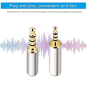 PASOW 3.5mm Male to 2.5mm Female/2.5mm Male to 3.5mm Female Stereo Audio Adapter Headset Converter Connector for Smartphones, Headphone, Mic, Tablets (2 Pack)