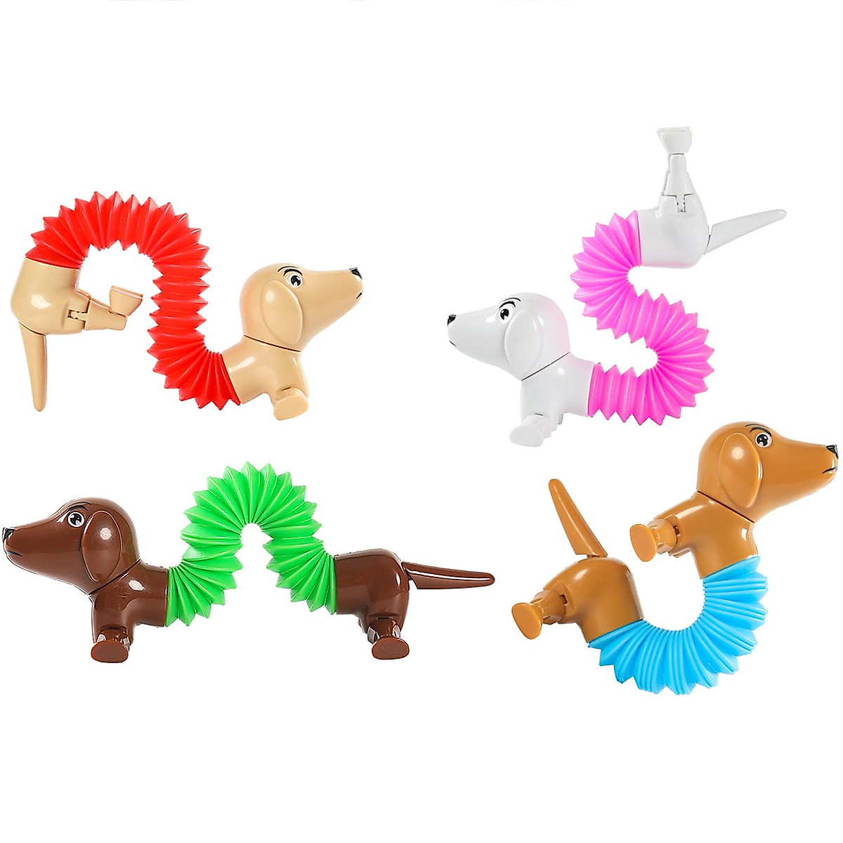 Dog pop tubes,Toy Dog,Animal pop Tubes,Robot dog,Fidget Toys for Kids,Sensory Toys for Kids 5-7,Dog Party Favors,small toys,dog toys for kids,sensory tubes,autism sensory products（4 Pack Dog）