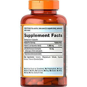 Puritan's Pride Vitamin C with Bioflavonoids for Immune System Support & Skin Health Capsules